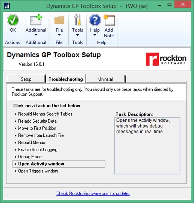 How to create an Activity log for a PowerUser or a Dynamics GP Toolbox Admin User when the ...